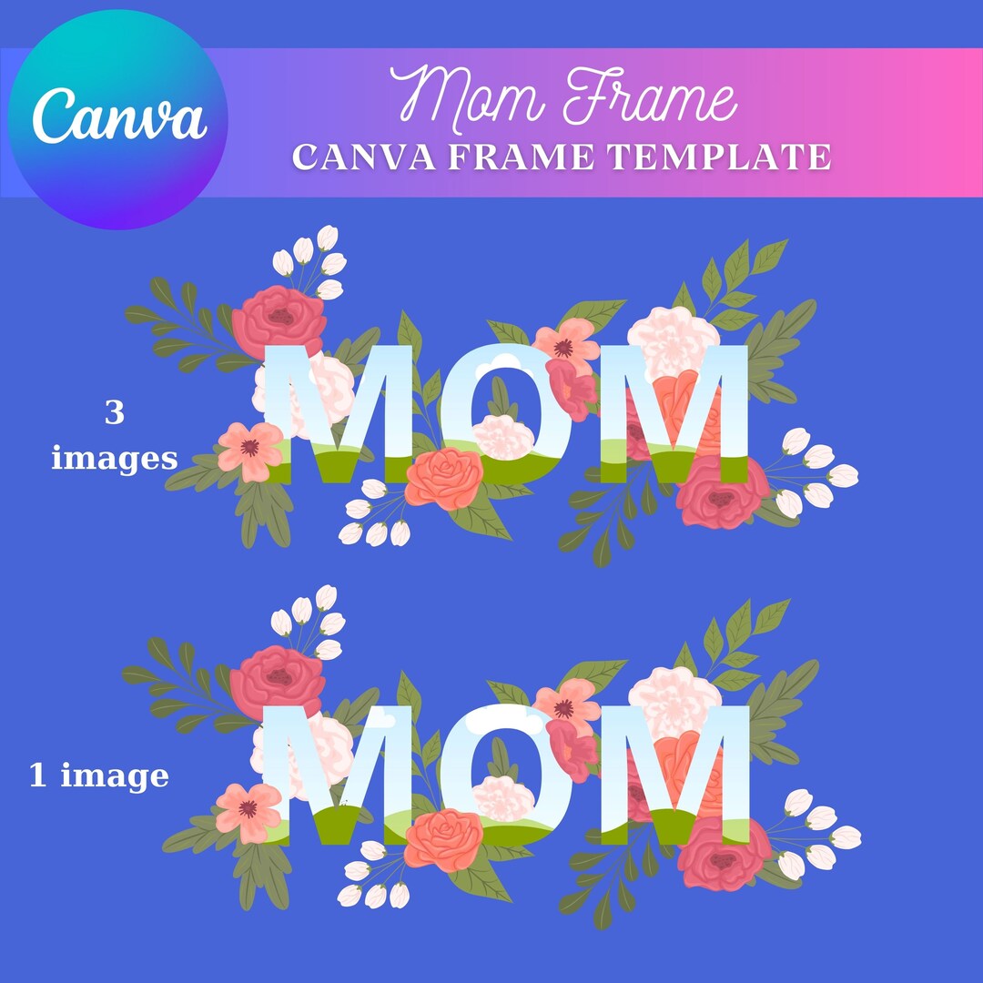 Mom Floral Canva Frames, Mom Canva Frame, Mama Canva Frame, Mom Photo ...