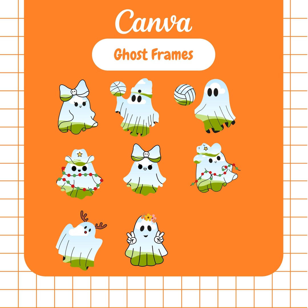 Pacote de Molduras Ghost Canva: Designs de Halloween com Arraste e ...