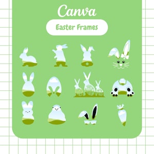 Easter Canva Frames, Canva Frames Bundle, Custom Canva Frame, Drag and Drop Frame, Easter Bunny ...
