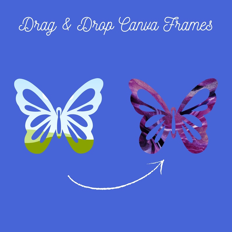 Butterfly Canva Frame, Canva Template, Drag and Drop Photo, Fill Your ...