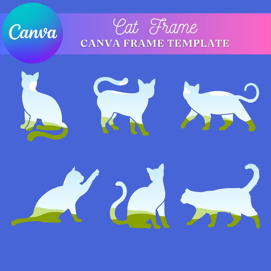 Cat Canva Frames, Canva Frame Bundle, Drag and Drop, Canva Template ...