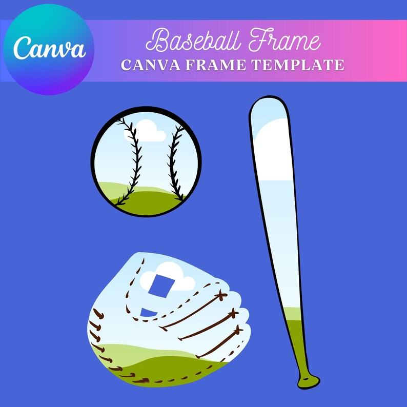 Baseball Canva Frame, Canva Frames Bundle, Custom Canva Frame, Fill ...