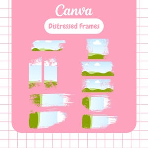 Distressed Canva Frames, Canva Frames Bundle, Drag and Drop, Design ...