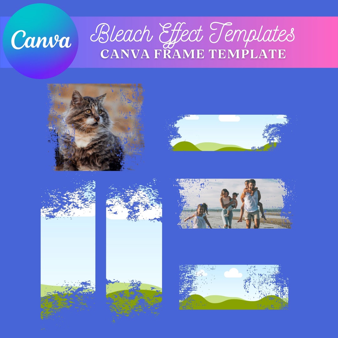 Bleach Effect Canva Frame Bundle, Canva Frame Template, Drag and Drop ...