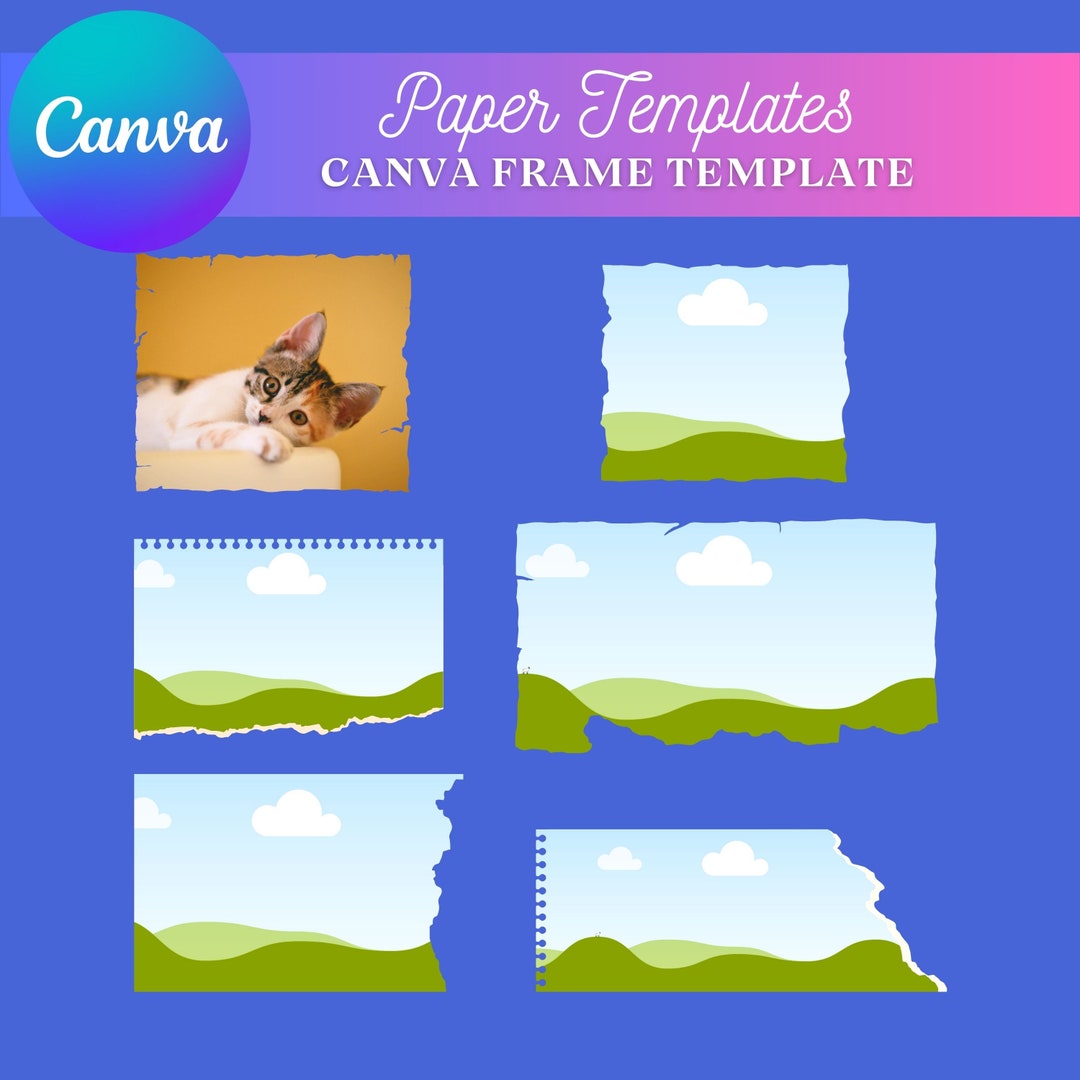 Ripped Paper Canva Frame, Canva Frame Bundle, Drag and Drop, Canva Frame Template, Photo Collage ...