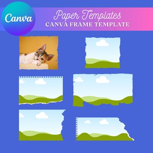 Ripped Paper Canva Frame, Canva Frame Bundle, Drag and Drop, Canva ...