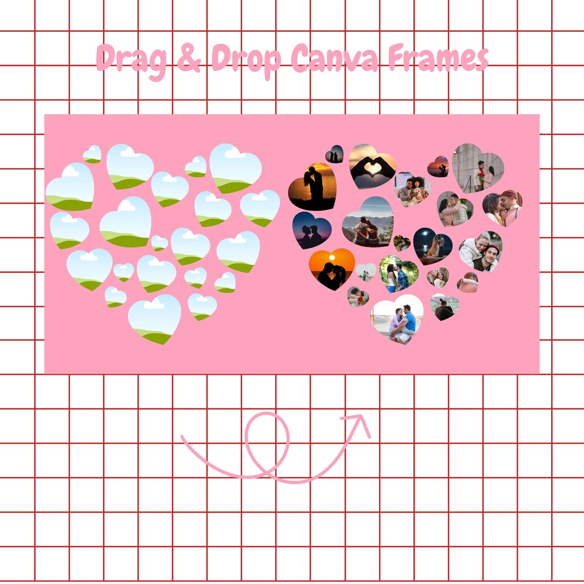 Canva Heart Frames, Editable Canva Frame, Make Your Own Png, Drag and ...