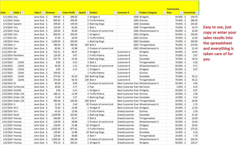 Sales Commission Statement Template With Individual Passwords - Etsy