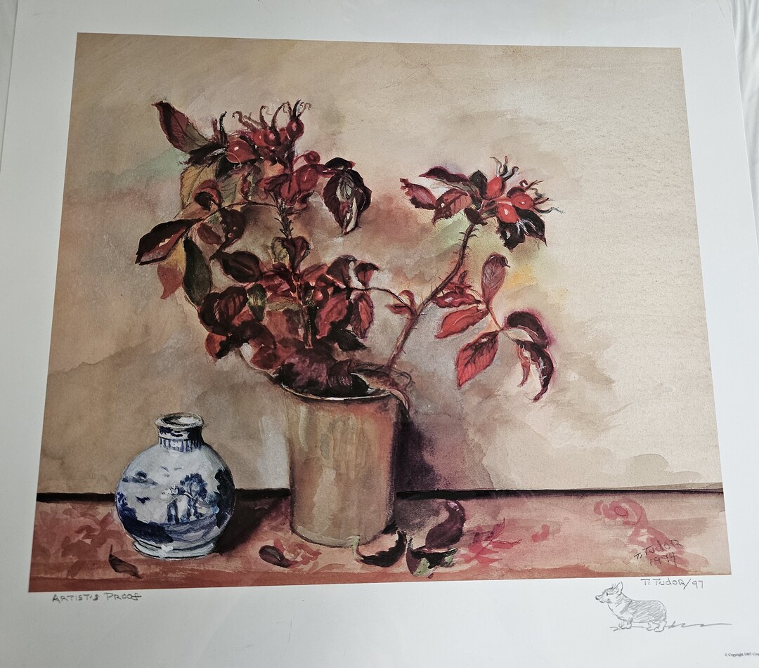 Tasha Tudor Artist's Proof Print With Detailed CORGI Sketch. Signed and ...
