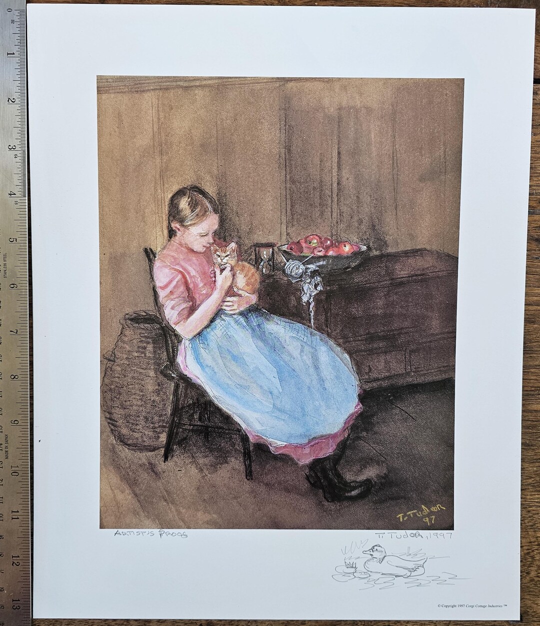 RARE Tasha Tudor Artist's Proof With Sketch of Duck Among Lilypads ...