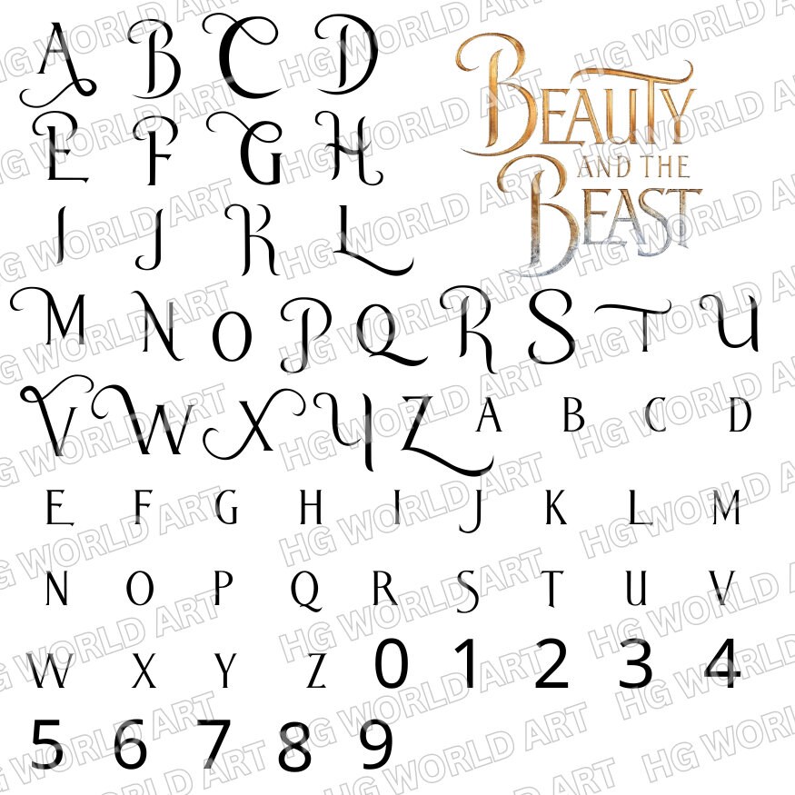 Beauty and the Beast Font, Belle Font, Princess Font, Beauty and the ...