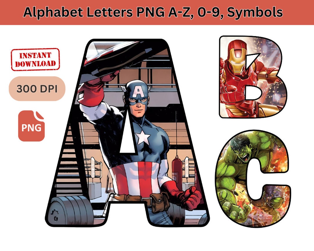 300 Images 6 Superhero Alphabets Png, Superhero Letters Png, Superhero ...