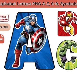 450 IMAGES 9 Superhero Alphabets Different Backgrounds Png Superhero ...