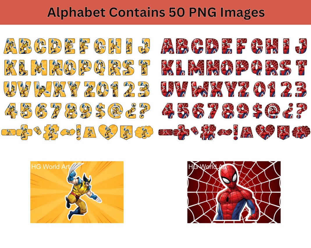 450 IMAGES 9 Superhero Alphabets Different Backgrounds Png Superhero ...