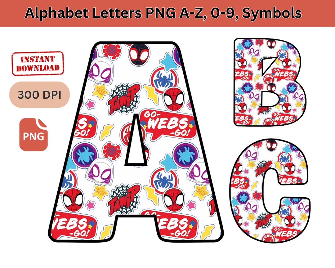Spiderman Alphabet PNG Spiderman Birthday Banner Spiderman Letters Png ...