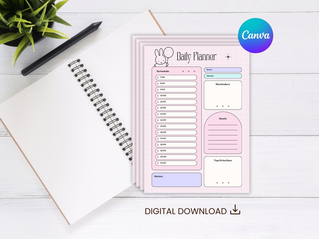 Editable 5"x7" Miffy Planner Pages - Printable Digital Download (canva ...
