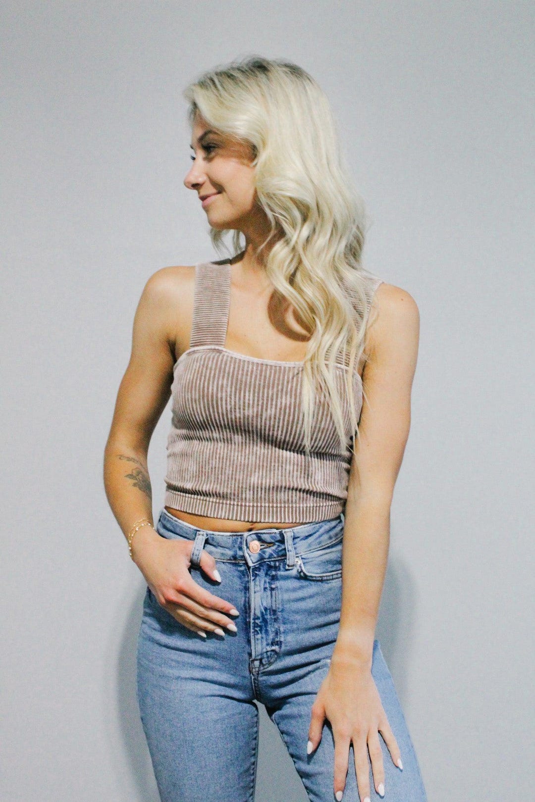 Softy Square Neck Ripped Tank- Mocha - Etsy