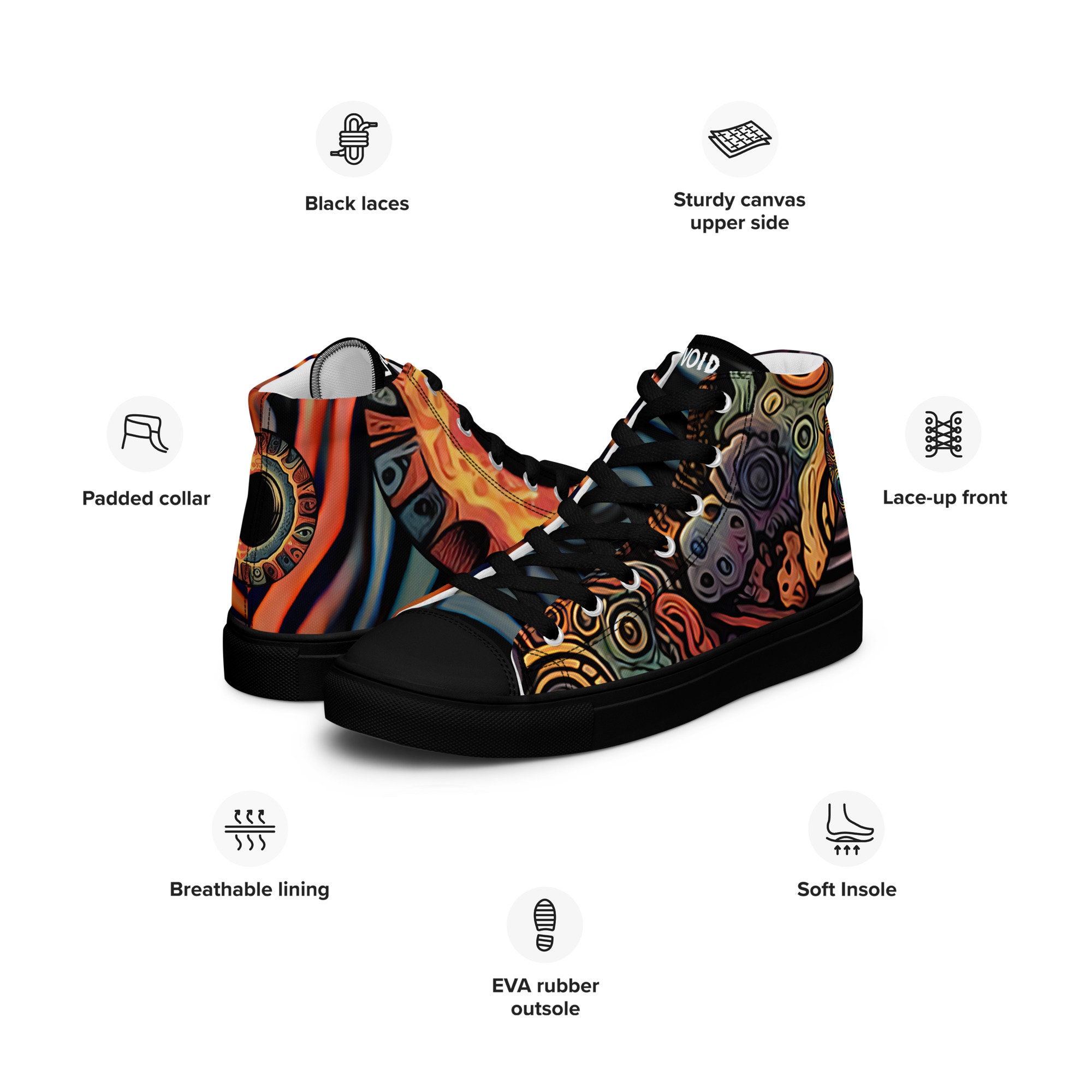 Trippy Art High Top Canvas Shoes: Psychedelic Festival Wear - Etsy