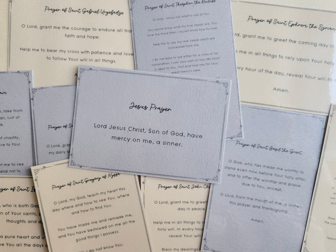 Orthodox Christian Prayer Cards With Prayers From the Saints- the Jesus ...