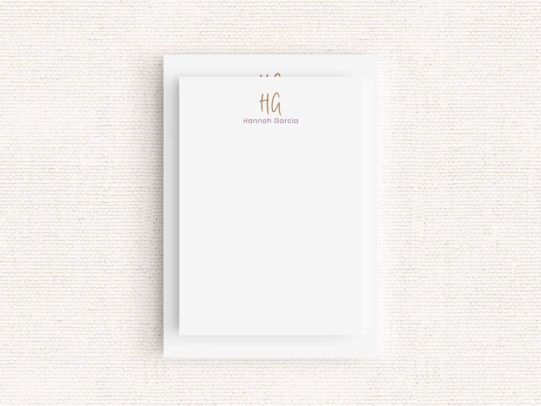Custom Notepad Personalized With Name and Initials Cute Elegant Minimal ...
