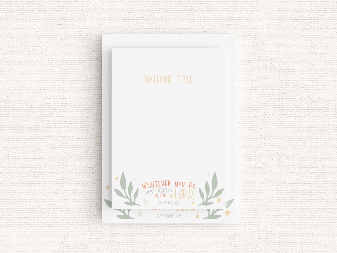 Custom Bible Verse Notepad, Personalized Christian Notepad and ...