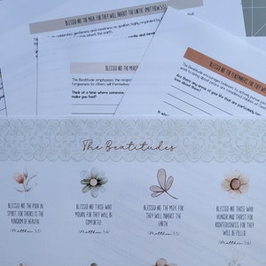 Beatitudes Bible Journaling Worksheets for Christians, Sermon on the ...