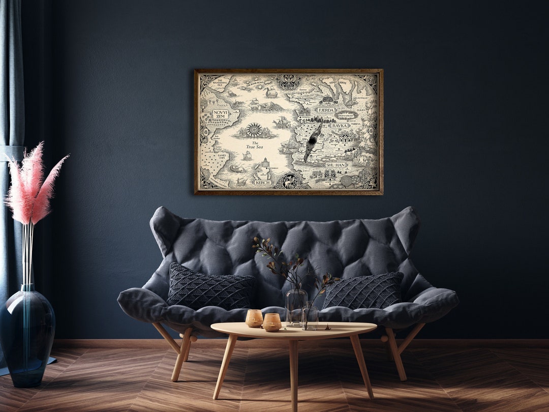Framed Grishaverse Map, Six of Crows, Kerch, Shadow and Bone, Ketterdam ...