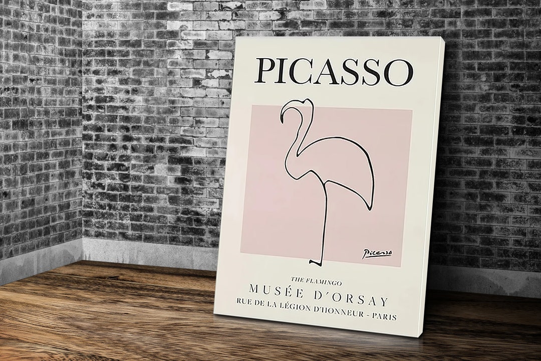 Picasso - Flamingo Visual Print, Exhibition Vintage Line Art Poster ...