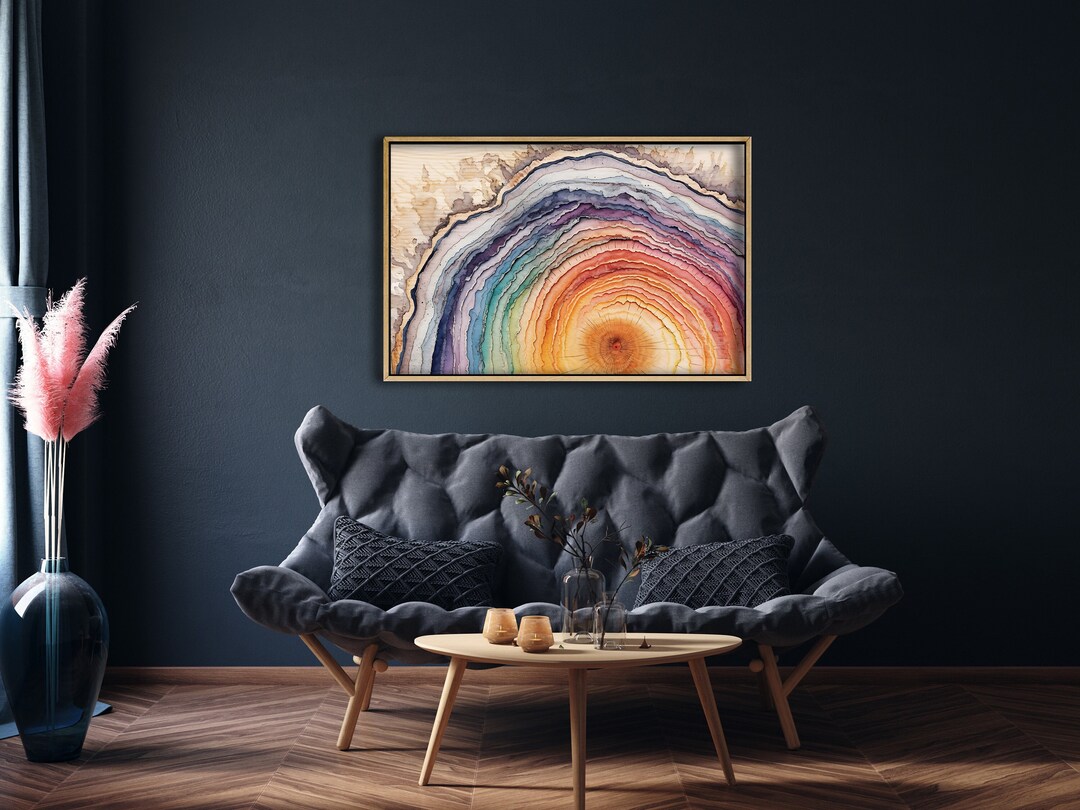Framed Rainbow Tree Ring, Large Wall Art Posters, Tree Ring Prints ...