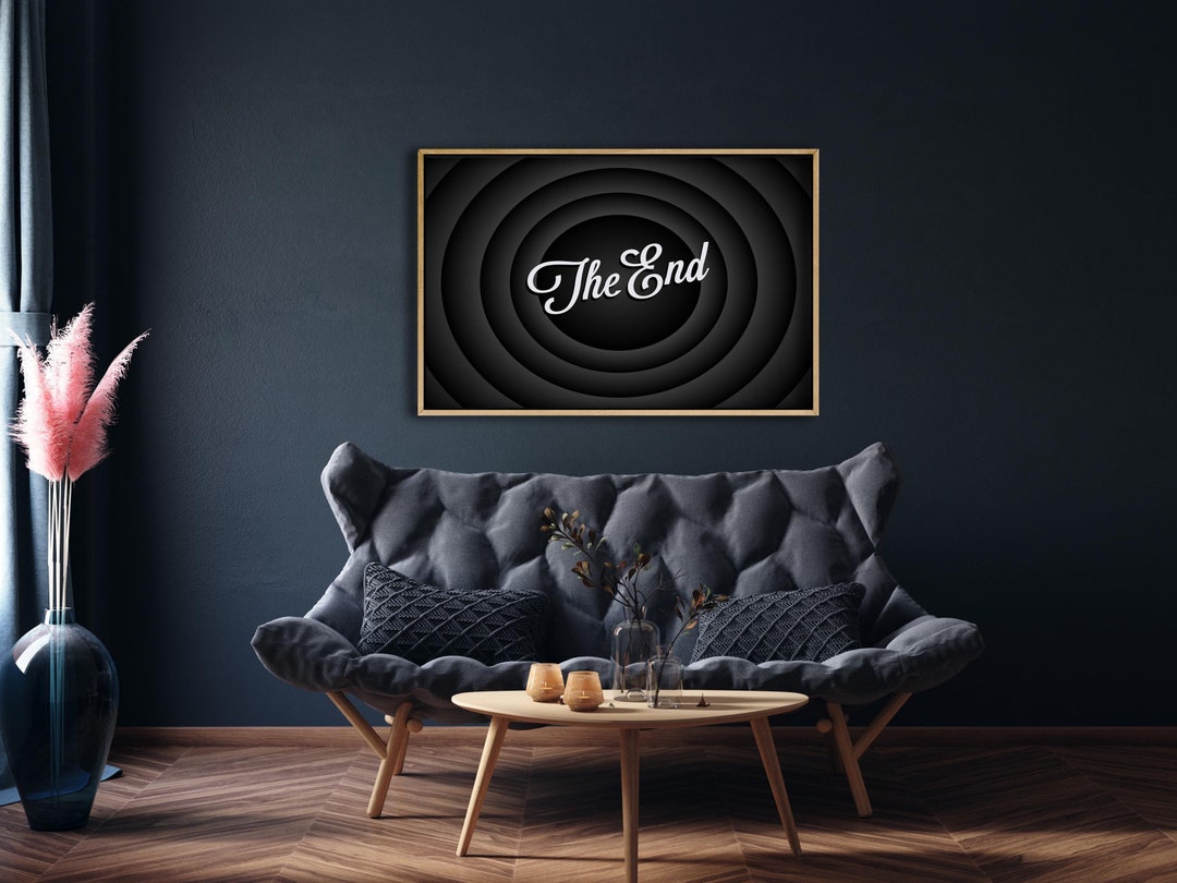 Framed the End Print, Retro Movie Poster, Wall Print, Black and White ...