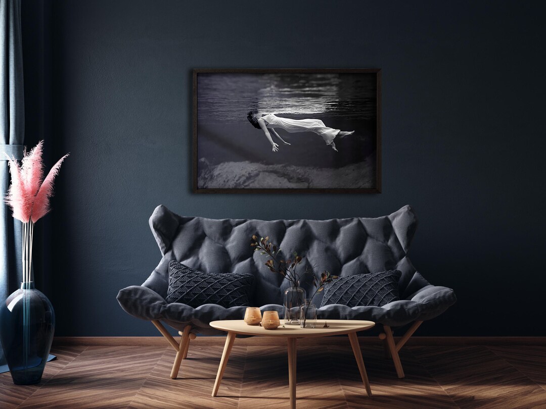 Framed Woman Floating Underwater Poster Canvas, Toni Frissell ...