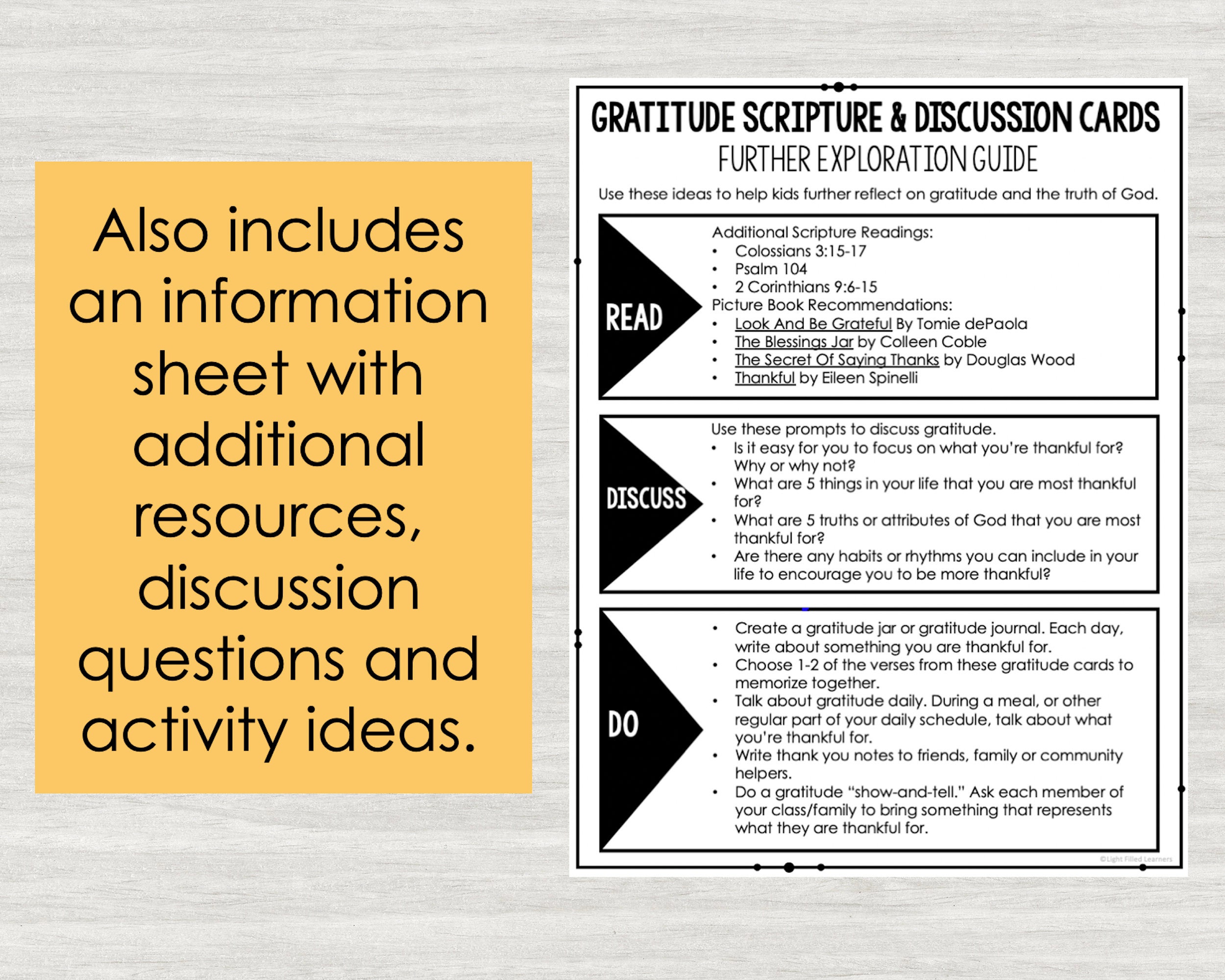 Printable Gratitude Discussion Cards for Kids - 24 Cards With Bible ...