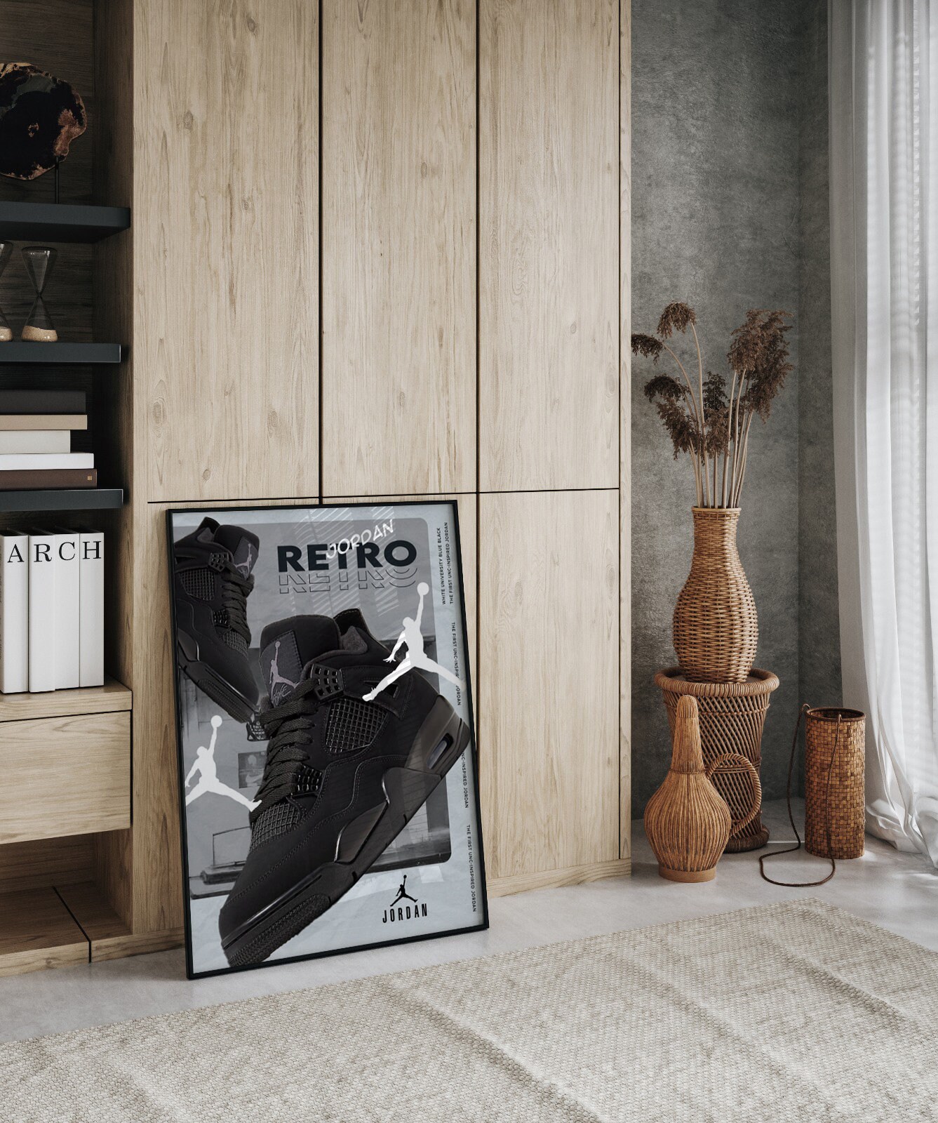 Jordan 4 Blackcat Sneaker Fan Poster Print, Wall Art for Minimalist ...