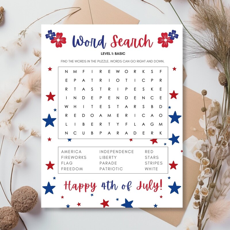 Patriotic Word Search - Etsy