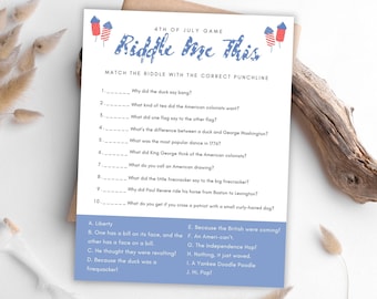 4th of July Riddles Printable Game, 4th of July Game, Printable Family ...