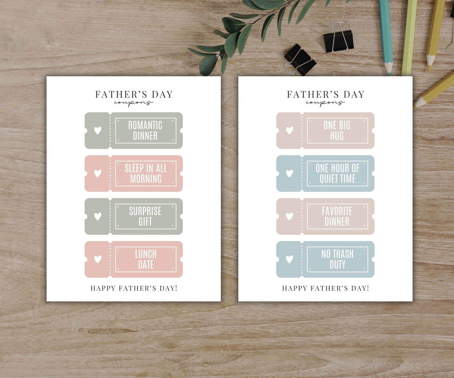 24 Cupones Imprimibles del Día del Padre, Libro de Cupones del Día del ...