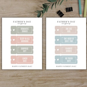 24 Printable Father's Day Coupons, Father's Day Coupon Book, Father's ...