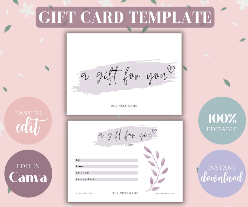 Small Business Gift Certificate Template, Editable Gift Card Template, Printable Gift Cards, DIY ...