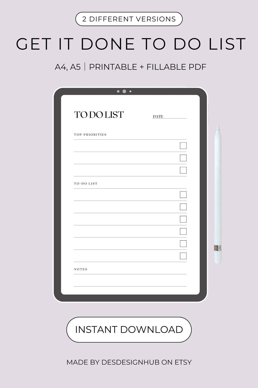 To Do List Printable Simple Tasks List Template Productivity Planner ...