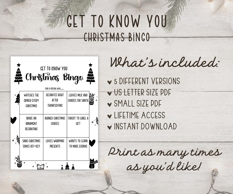 Christmas Bingo Cards: Holiday Icebreaker Game (printable PDF) - Etsy