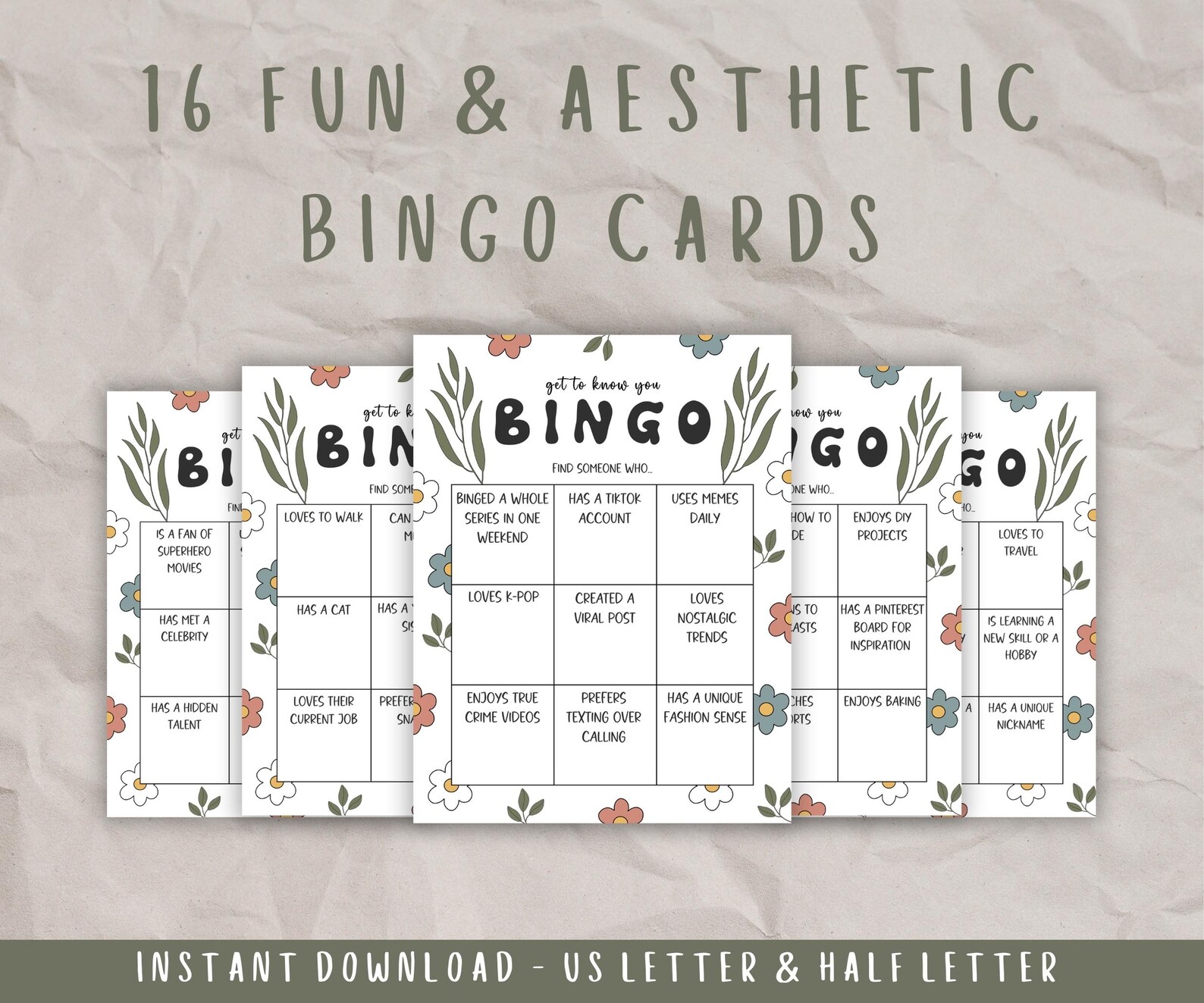 Printable Bingo Bundle: 16 Fun Bingo Cards, Office Bingo, Team Building ...