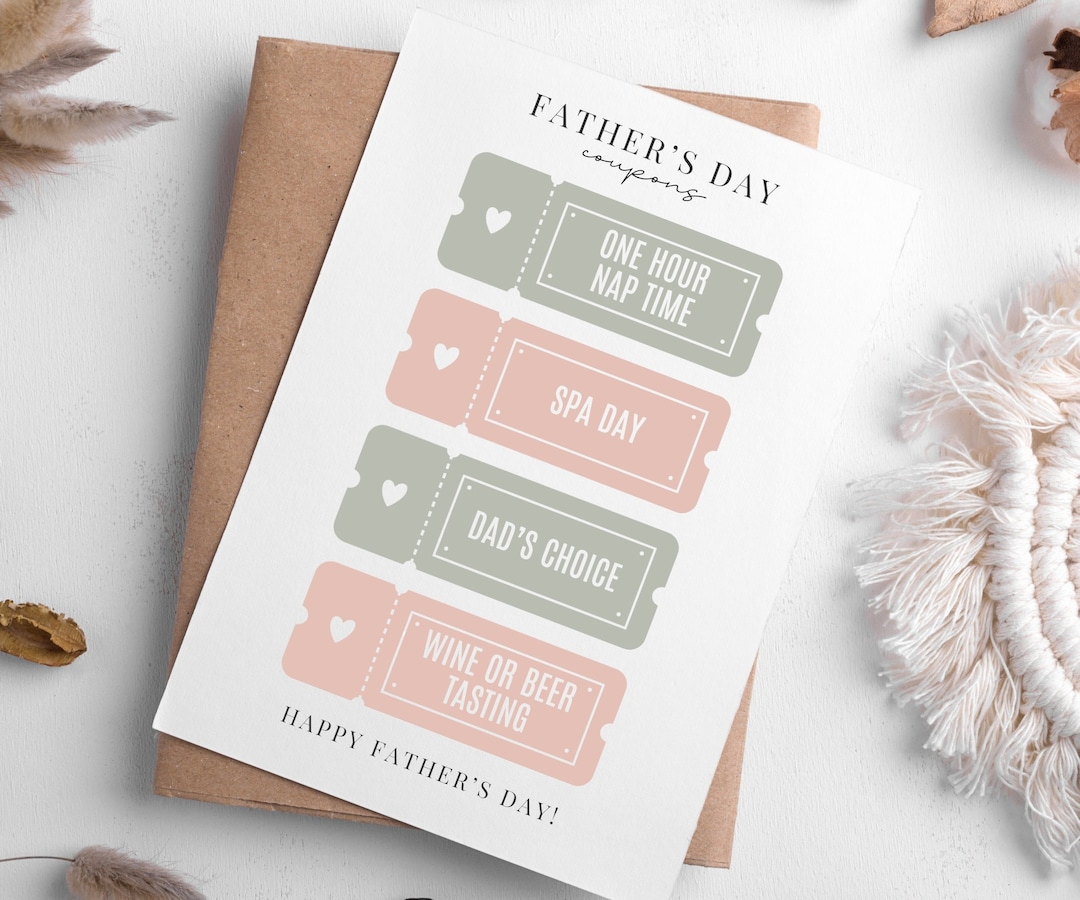 24 Printable Father's Day Coupons, Father's Day Coupon Book, Father's ...