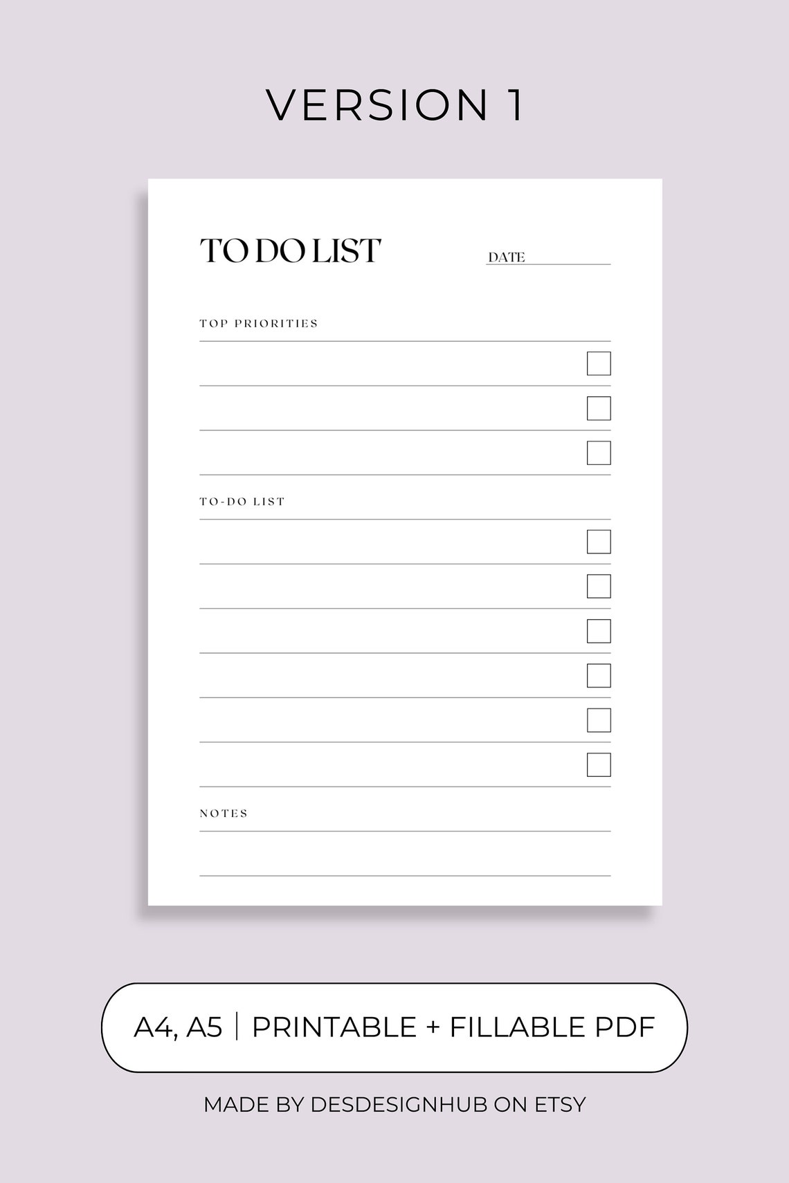 To Do List Printable Simple Tasks List Template Productivity Planner ...
