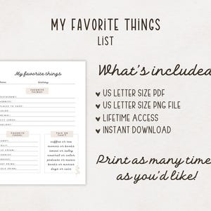 Favorite Things List PDF, Favorite Things Questionnaire, Teacher ...