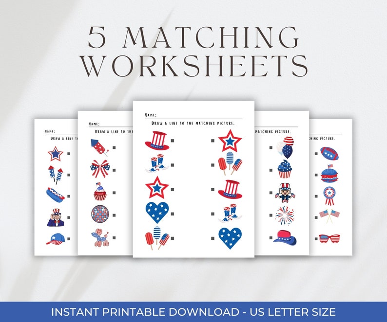 Printable Matching Worksheets, Match the Picture, Kindergarten ...
