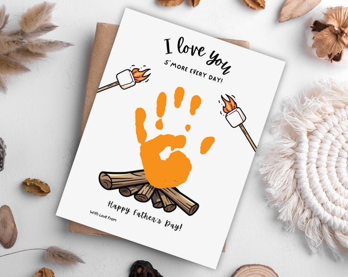 5 Printable Father's Day Handprint Cards: Keepsake Art, Fathers Day ...