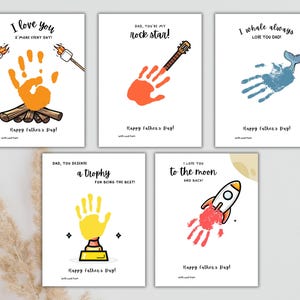 5 Printable Father's Day Handprint Cards: Keepsake Art, Fathers Day ...