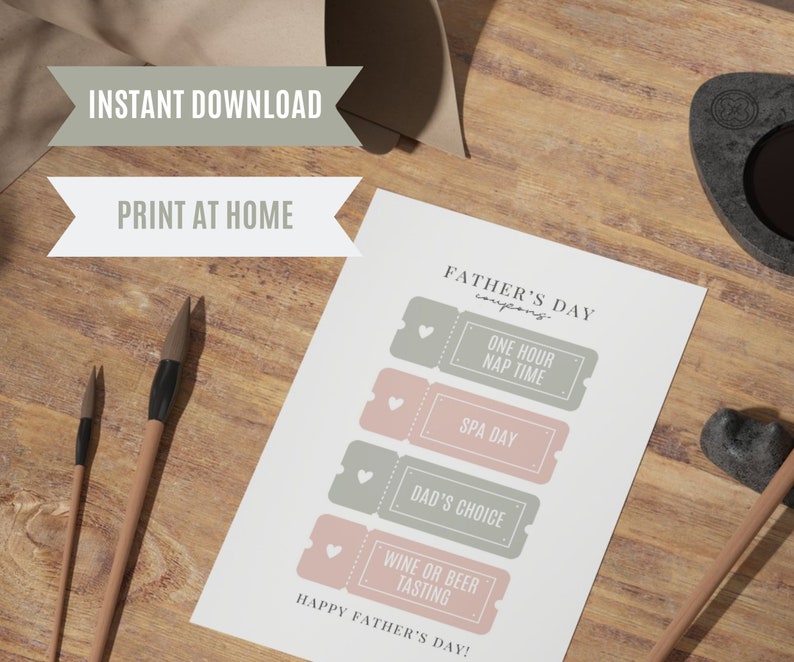 24 Printable Father's Day Coupons, Father's Day Coupon Book, Father's ...