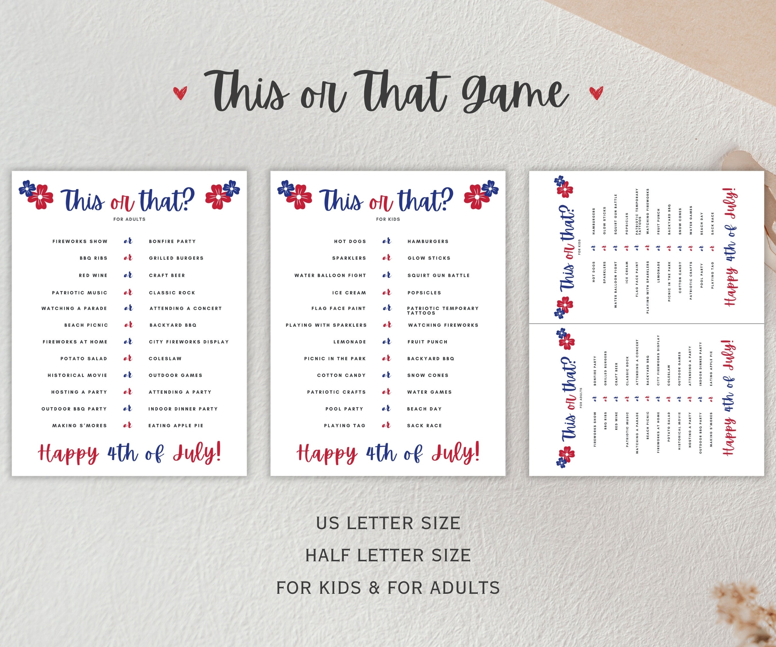 Printable Patriotic Activity Bundle: Word Search, Bingo, This or That ...