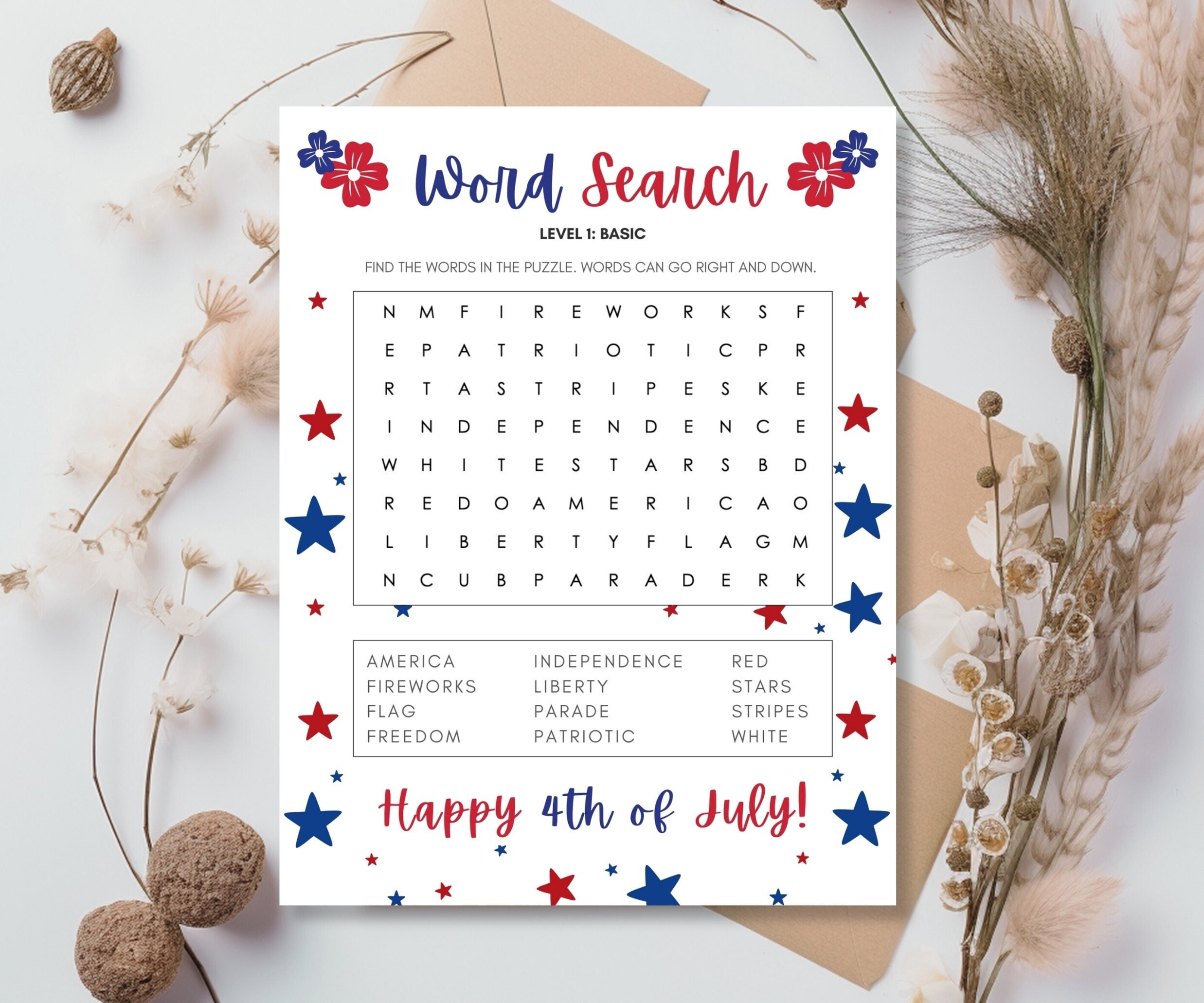 Printable 4th of July Word Search Game, Independence Day Games ...